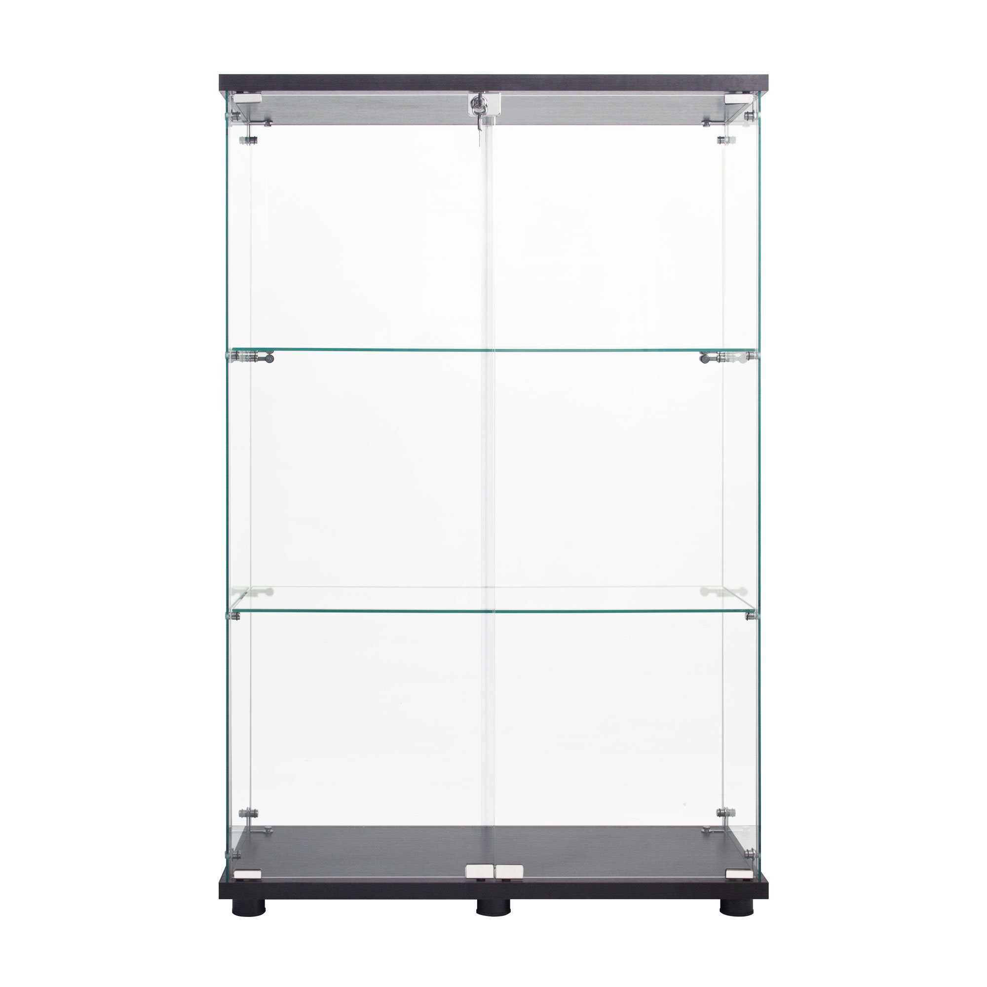 Wrought Studio™ Two Door Glass Cabinet Glass Display Cabinet With 3 ...