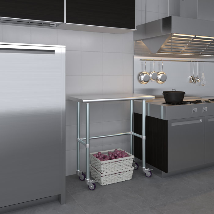 Amgood Stainless Steel Open Base Work Table with Wheels & Reviews | Wayfair