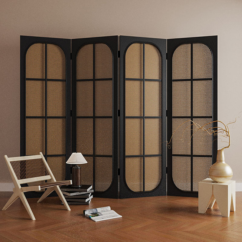 abodeappeal 78.74" Black; Brown Rectangular Solid Wood Room Dividers ...