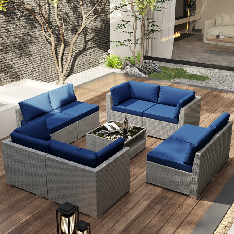 Ebern Designs Datilus 8 - Person Outdoor Seating Group with Cushions ...