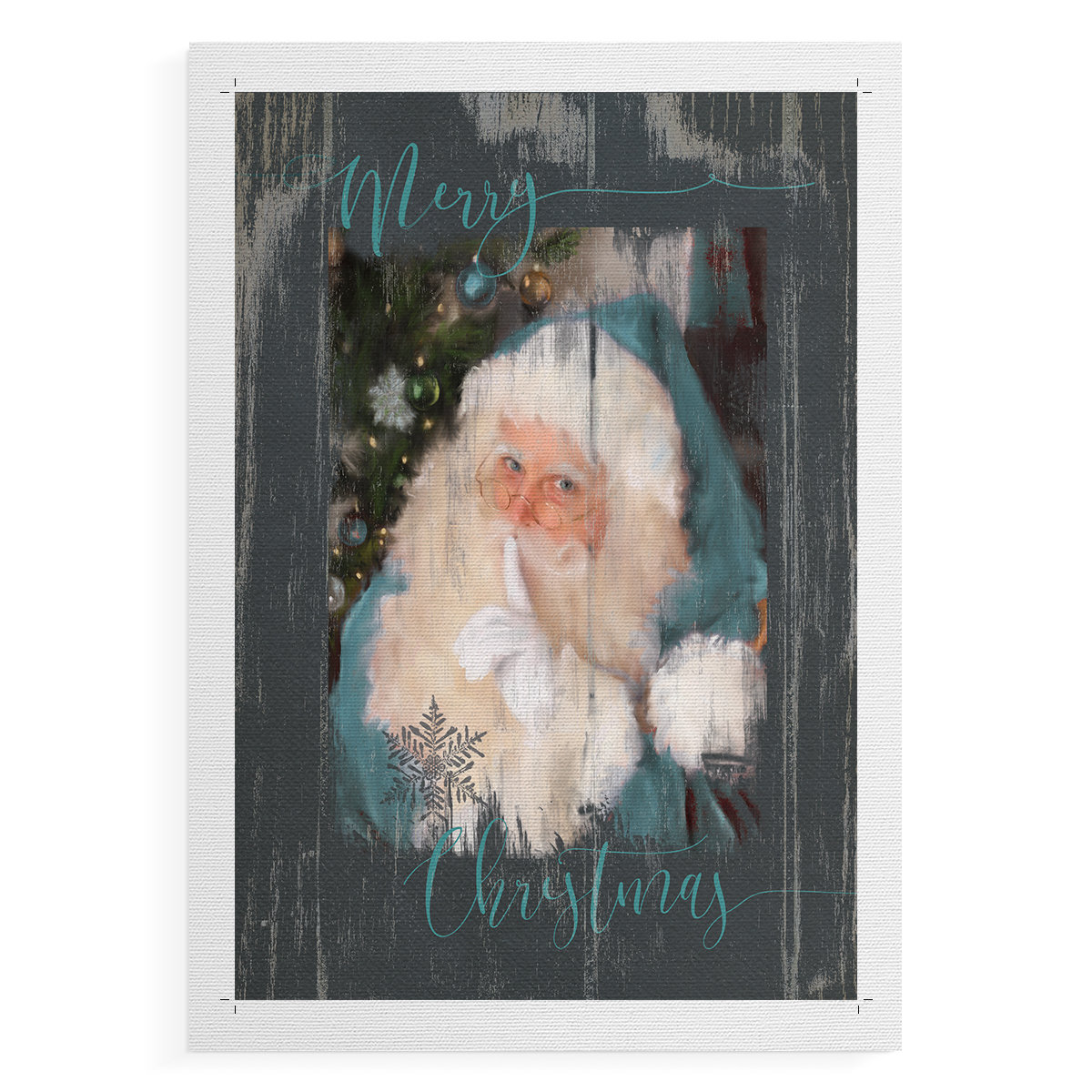 Latitude Run® Teal Santa -Canvas Print Only - NOT FRAMED - Wayfair Canada