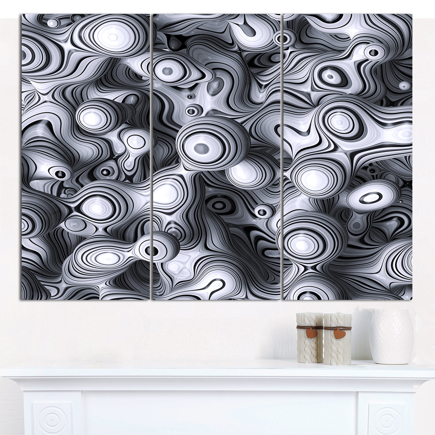 Design Art '3D Abstract Wavy Bubbles' Graphic Art Multi-Piece Image on ...