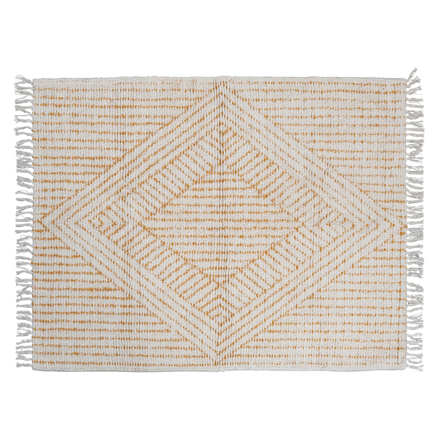 Foundry Select Alonsa Striped Tufted Cotton Mustard Area Rug | Wayfair