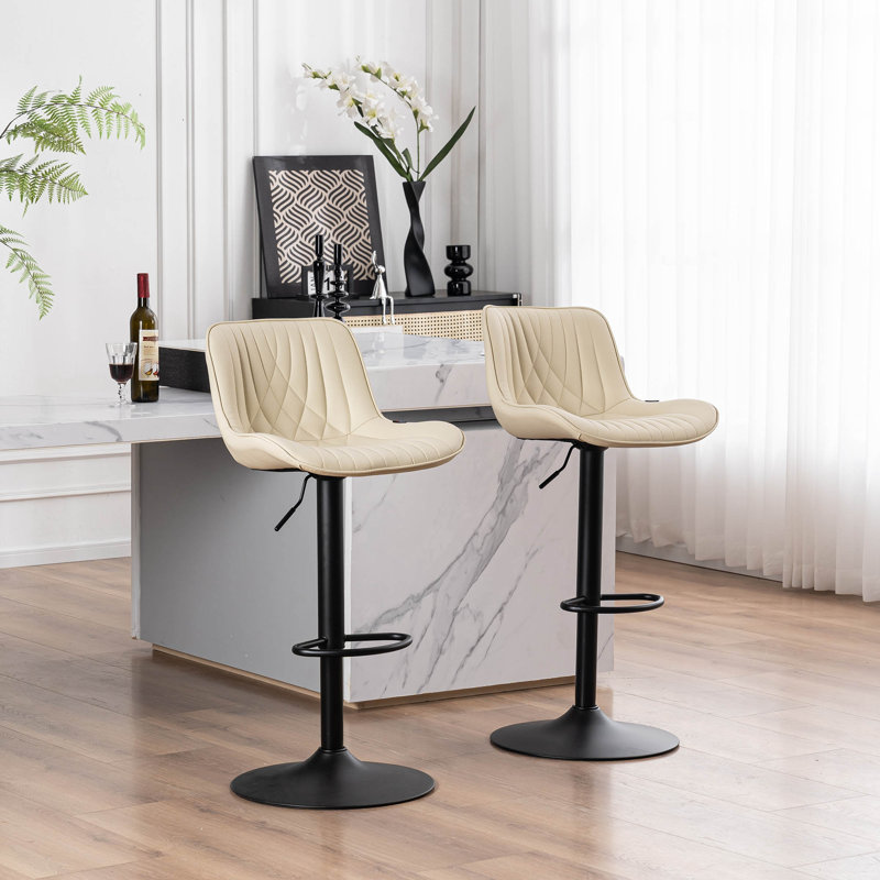 Corrigan Studio® Swivel Adjustable Height Bar Stools Vegan Leather ...