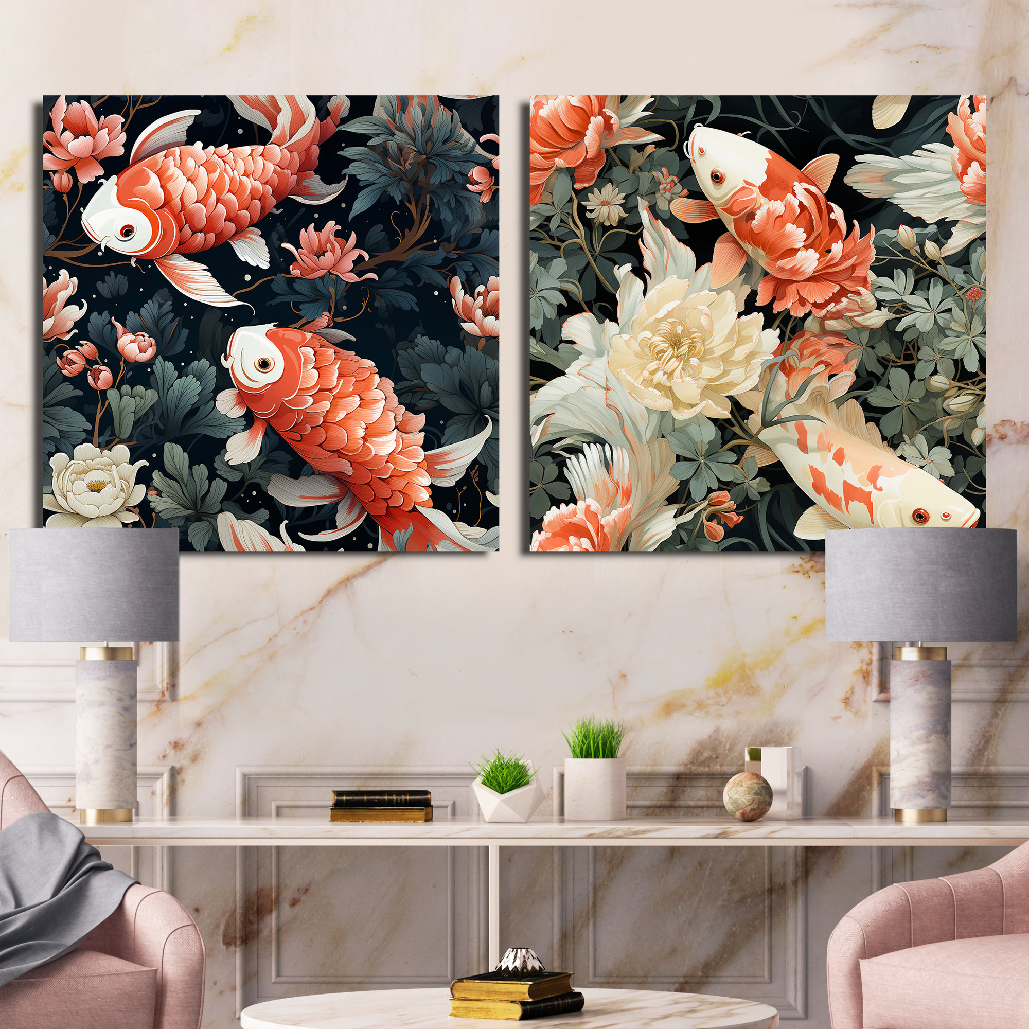 Design Art Koi Fish Nishikigoi Watercolor - Animals Fish Square Collage ...
