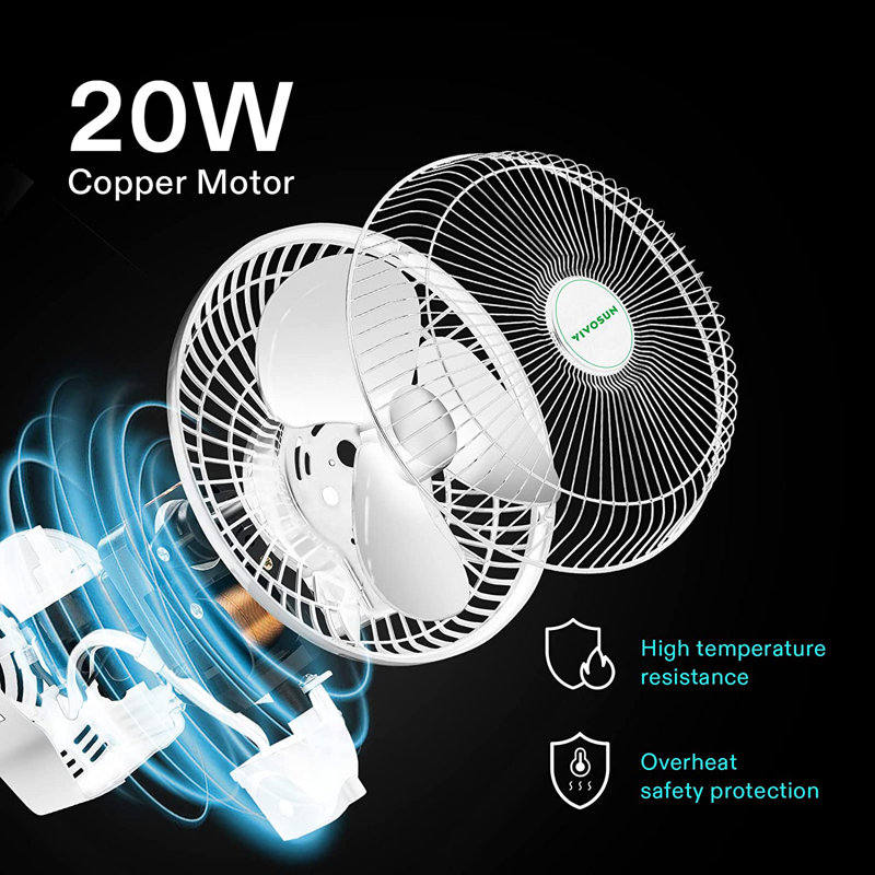 Vivosun 12'' Oscillating Clip Fan | Wayfair