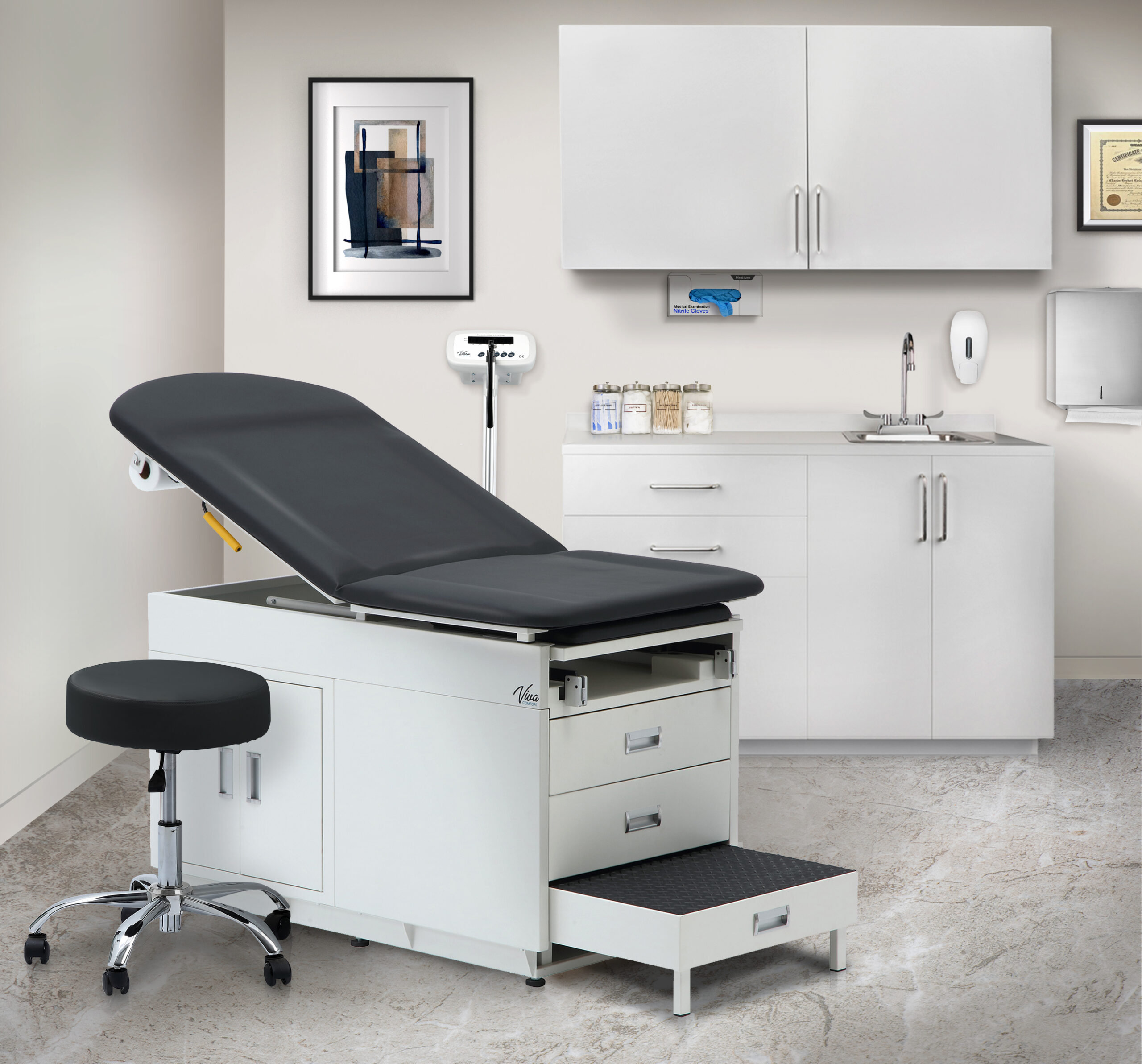 Alwyn Home Grande Exam Table w/ Steel Cabinet, Step Stool, Adjustable ...