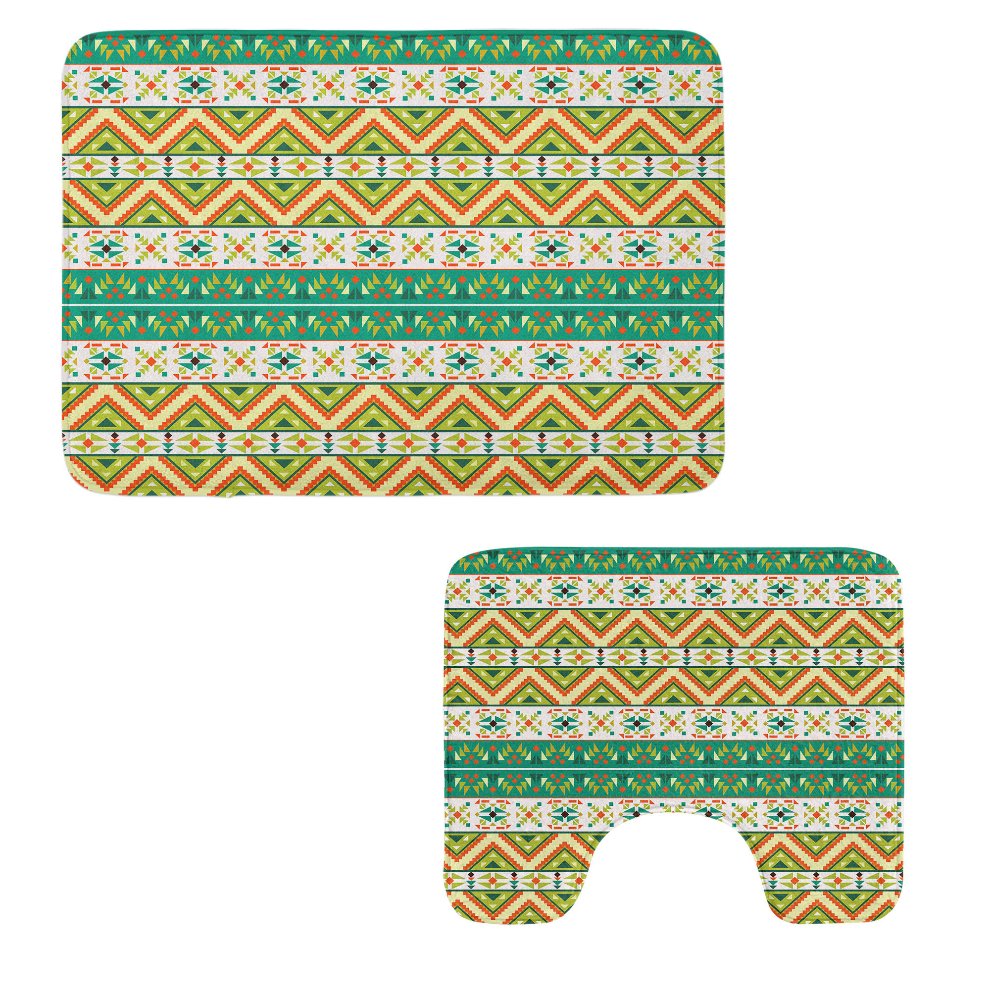 Dakota Fields Colorful Bathroom Rug Set 2 Pieces Rectangle & Contour ...