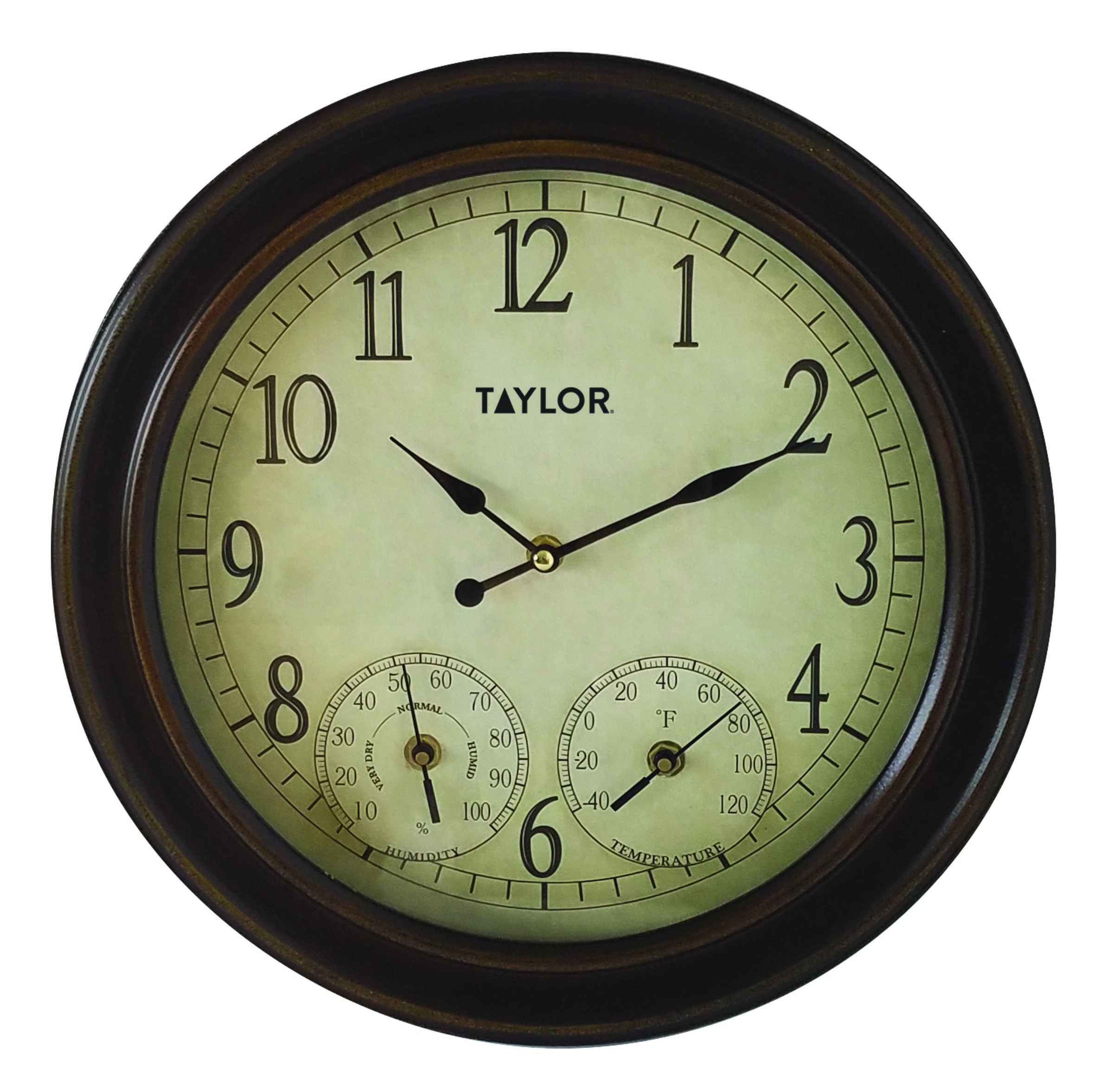Taylor Indoor/Outdoor Round Gard Clock with Thermometer and Hygrometer ...