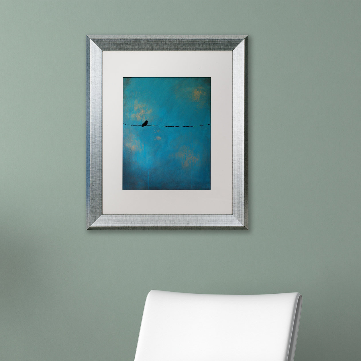 Ebern Designs Lone Bird Blue by Nicole Dietz Framed Painting Print ...