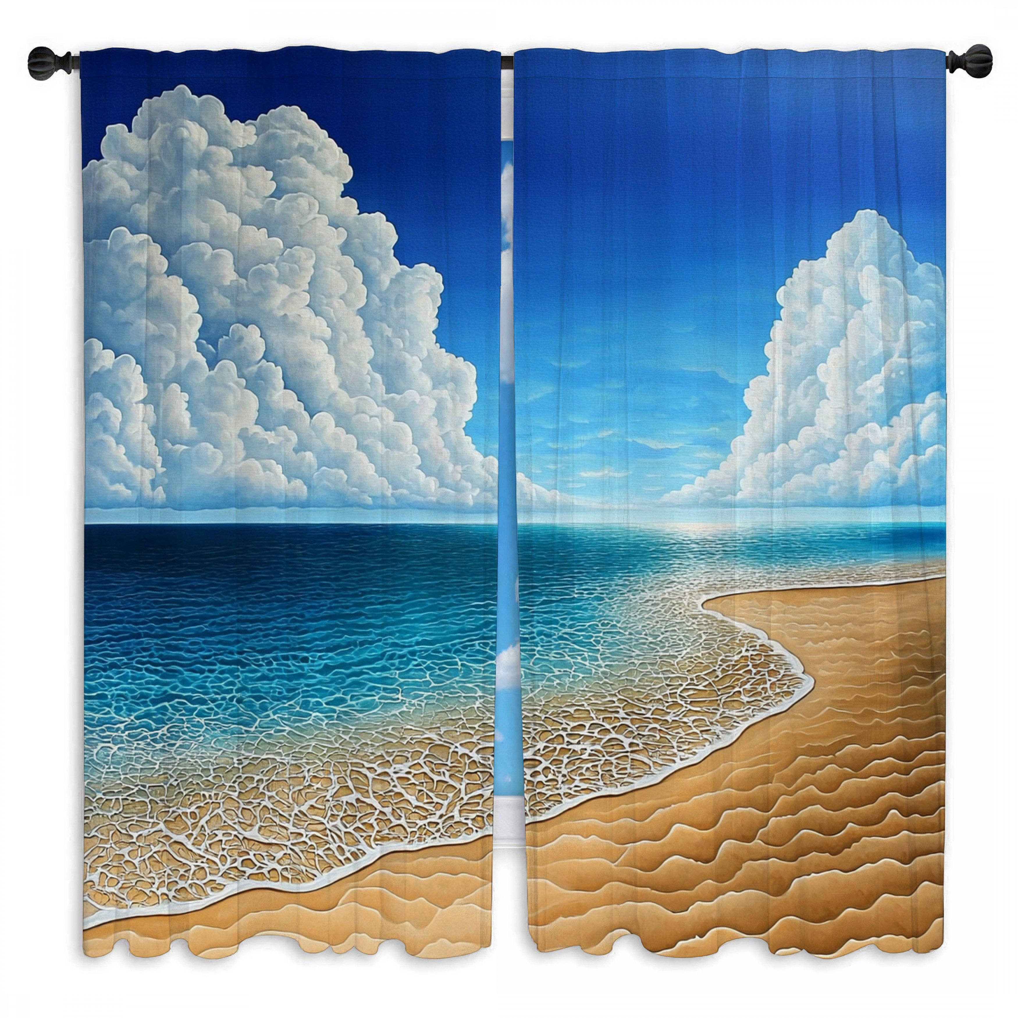 Rosecliff Heights Beach Window Curtains Scenery Coastal Beach Drapes ...