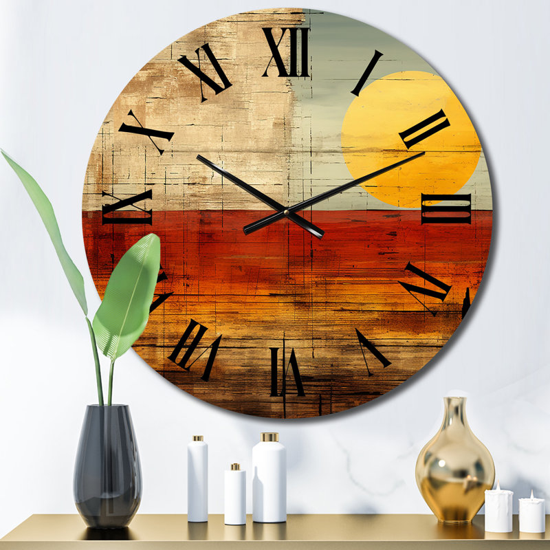 Design Art Nostalgia Sunset Full Moon Rising - Modern Geometric Wall ...