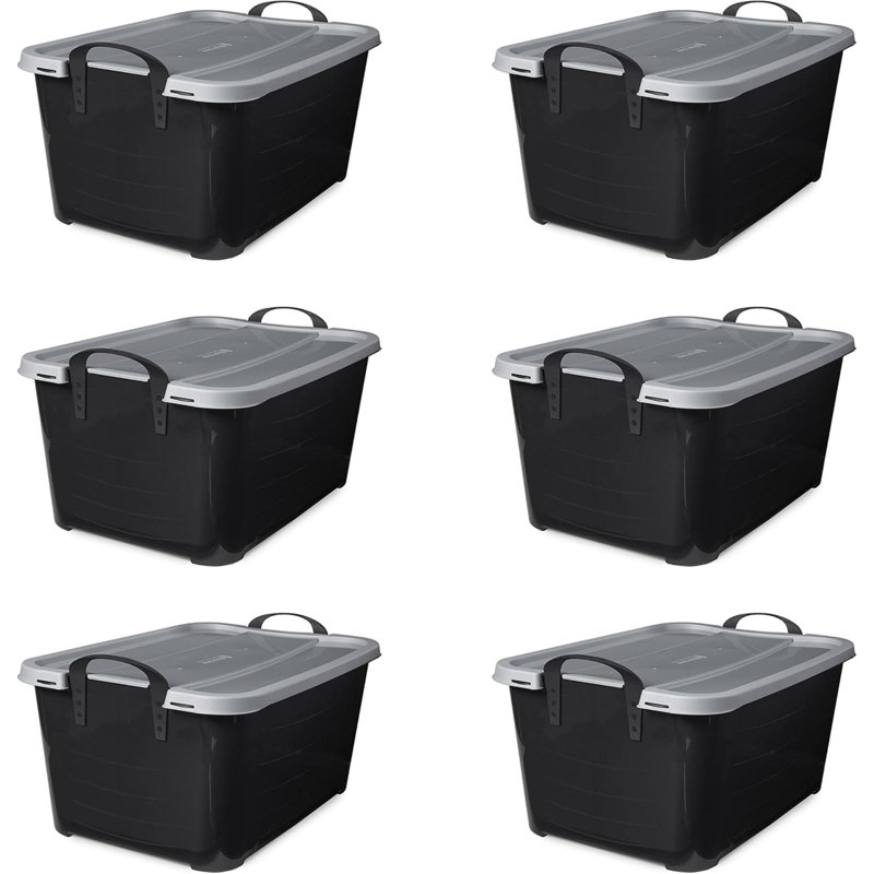 Hokku Designs 6-Pack Stackable Plastic Storage Bins W/Handles ...