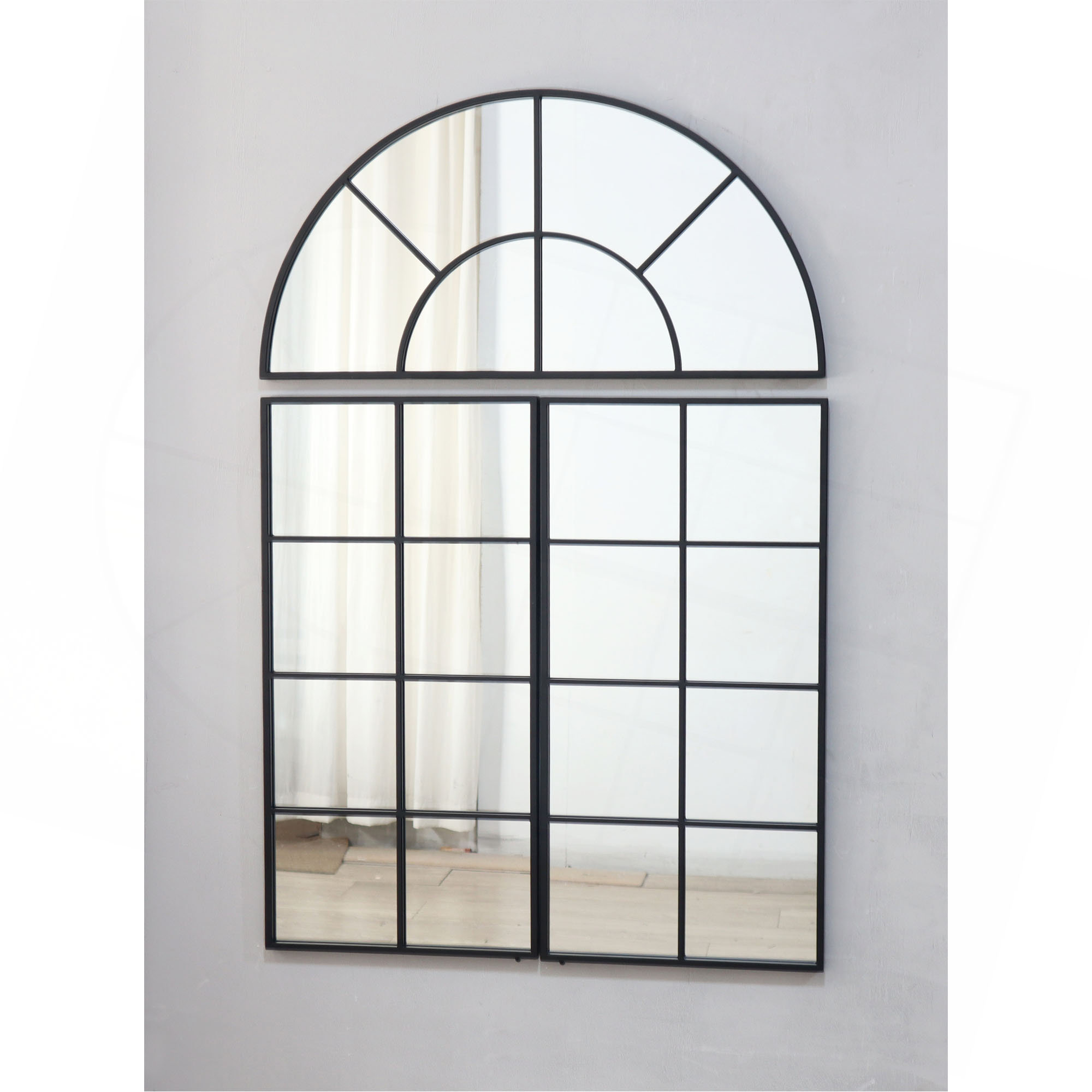 Latitude Run® Large Arched Wall Mirror With Three Separate Sections ...