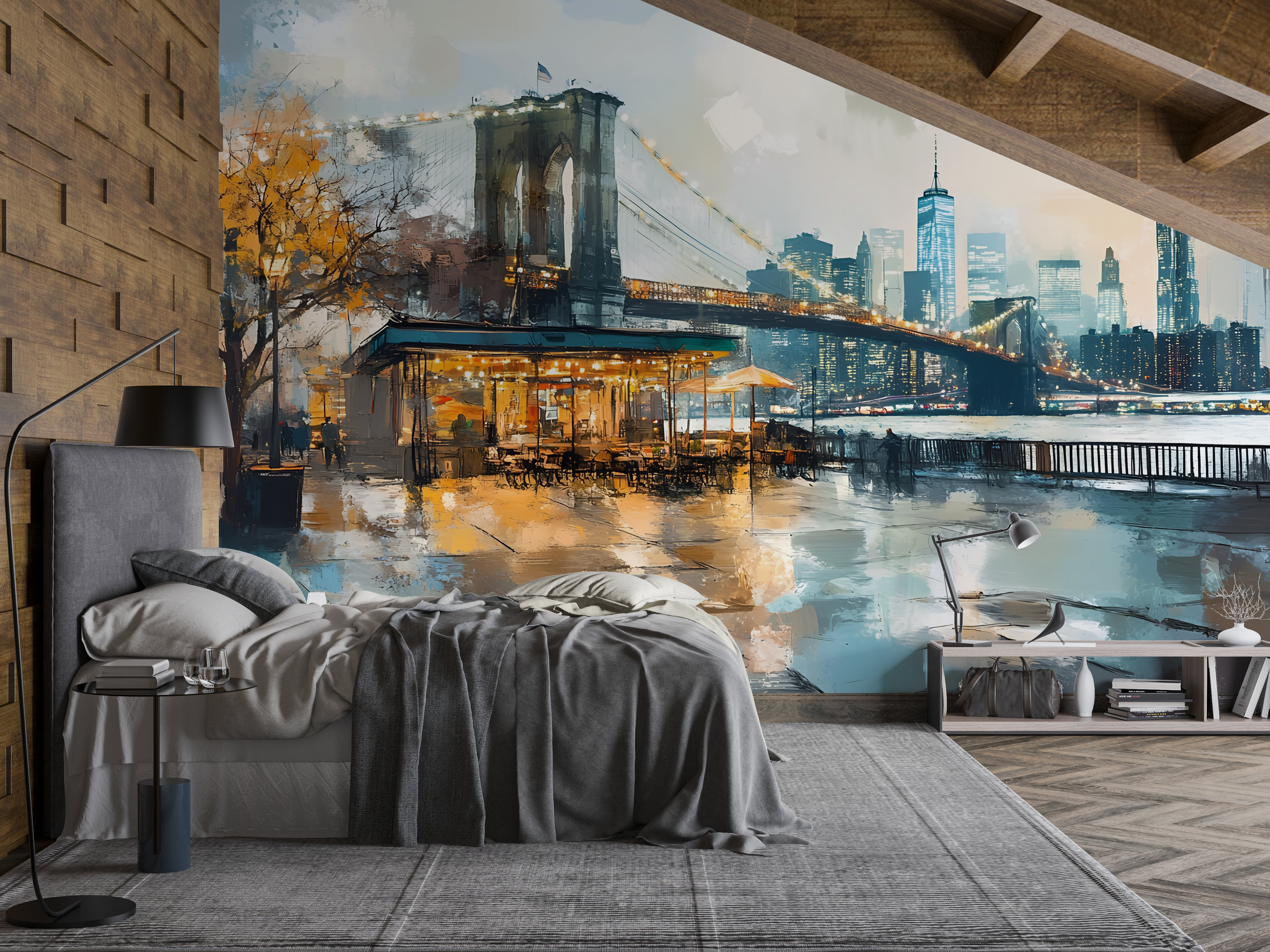 Hokku Designs Colorful Cityscape NYC Wallpaper – Vibrant Urban Skyline ...