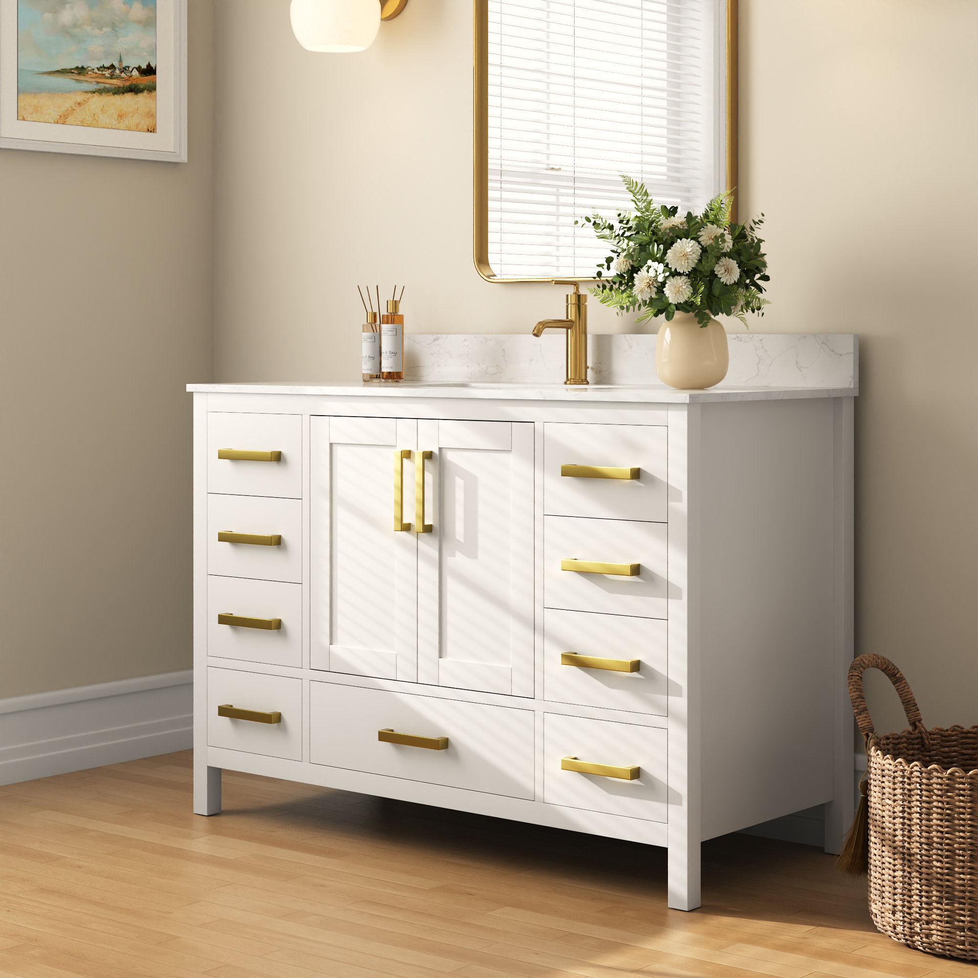 DeerValley Monolith 48'' Fully Assembled Single Bathroom Vanity with ...