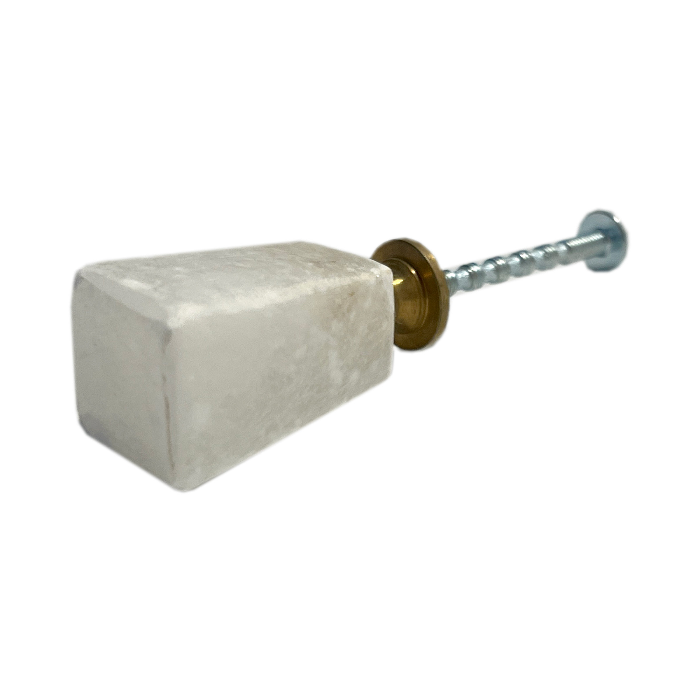 HomeRoots Set of Six White Stone Square Cylindrical Drawer Pull Knobs | Wayfair