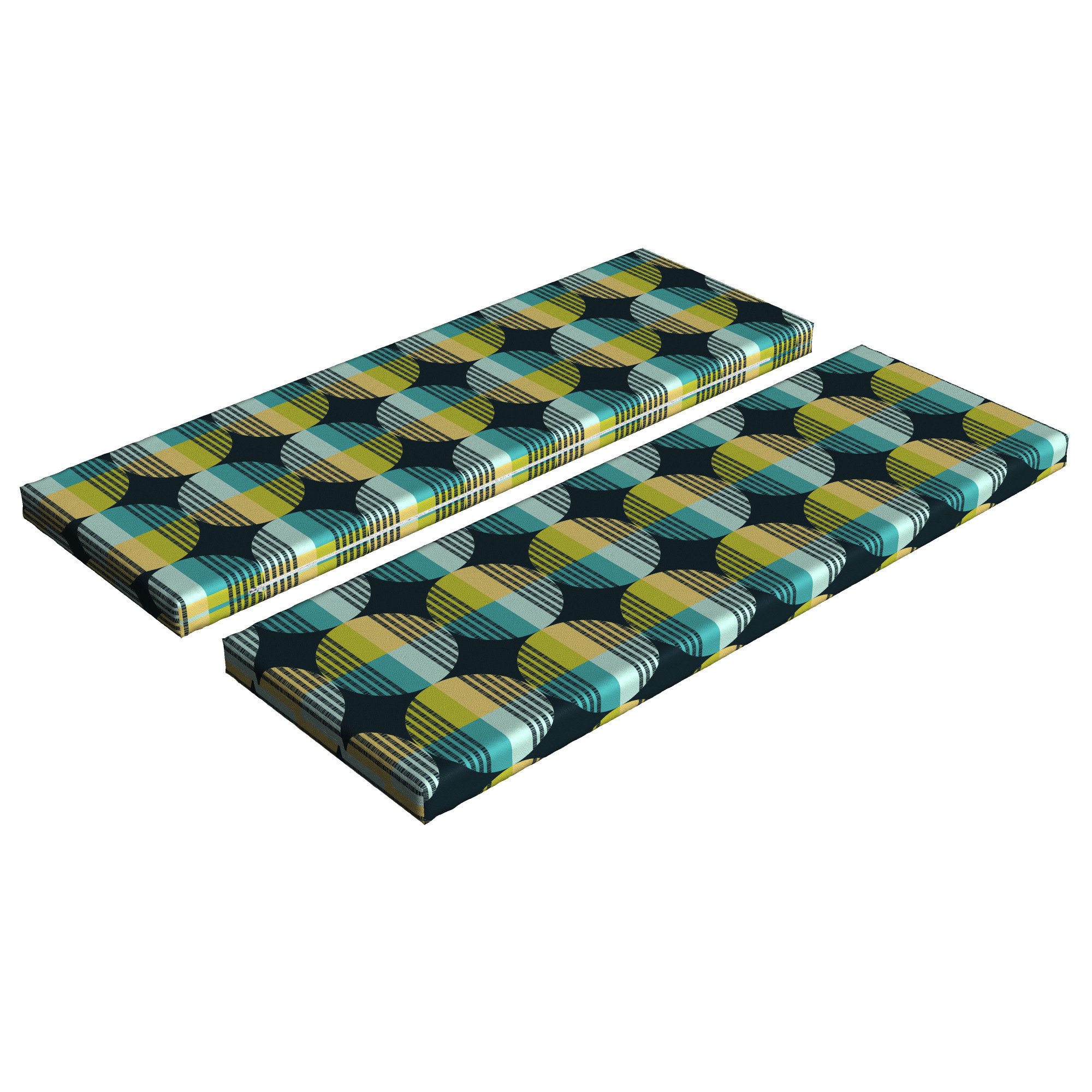 Ambesonne Abstract Bench Cushion Set Of 2, Continuous Pattern With ...