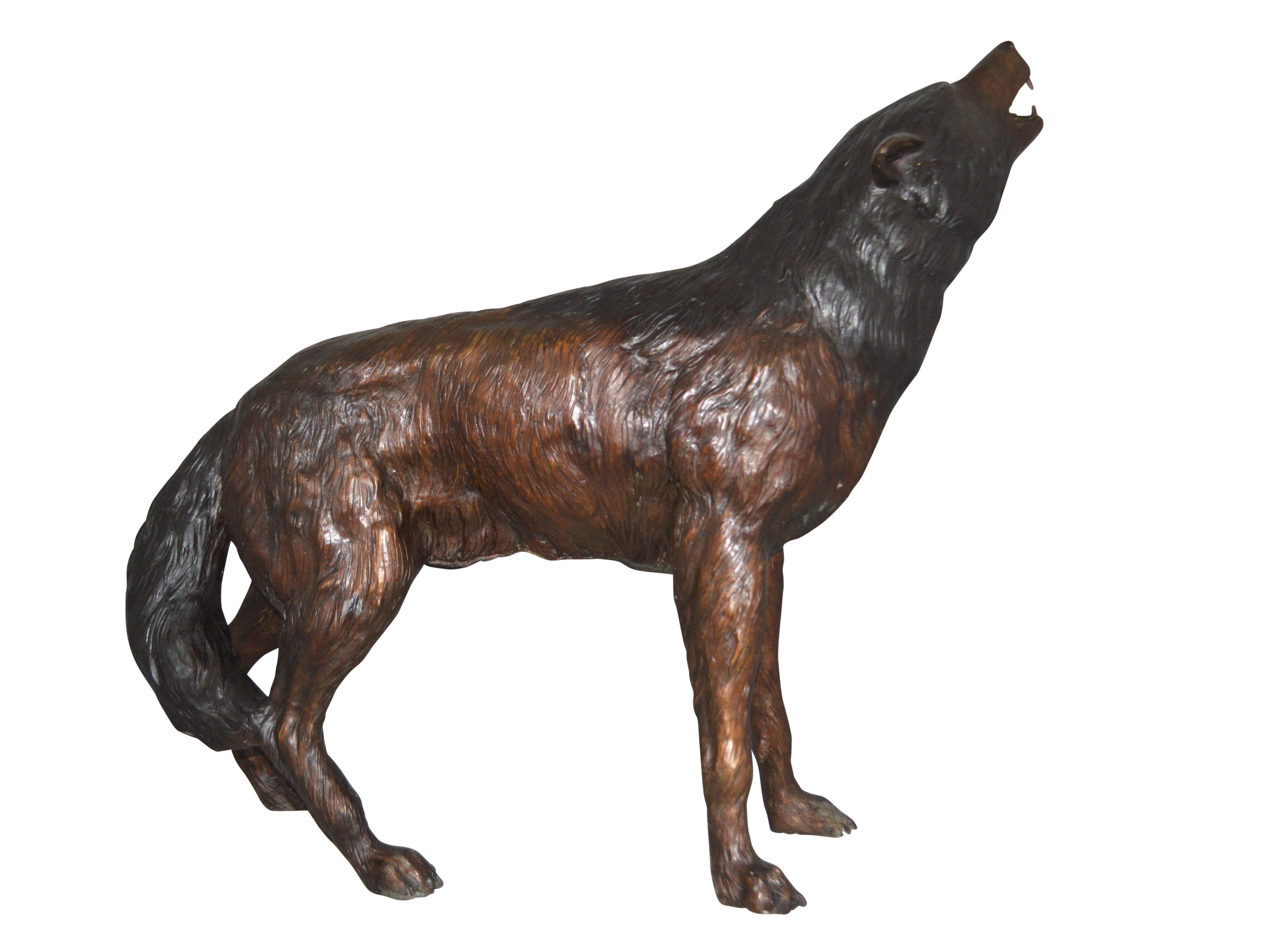 Red Barrel Studio® Jorgenson Howling Wolf Bronze Statue - Size: 40"L x ...