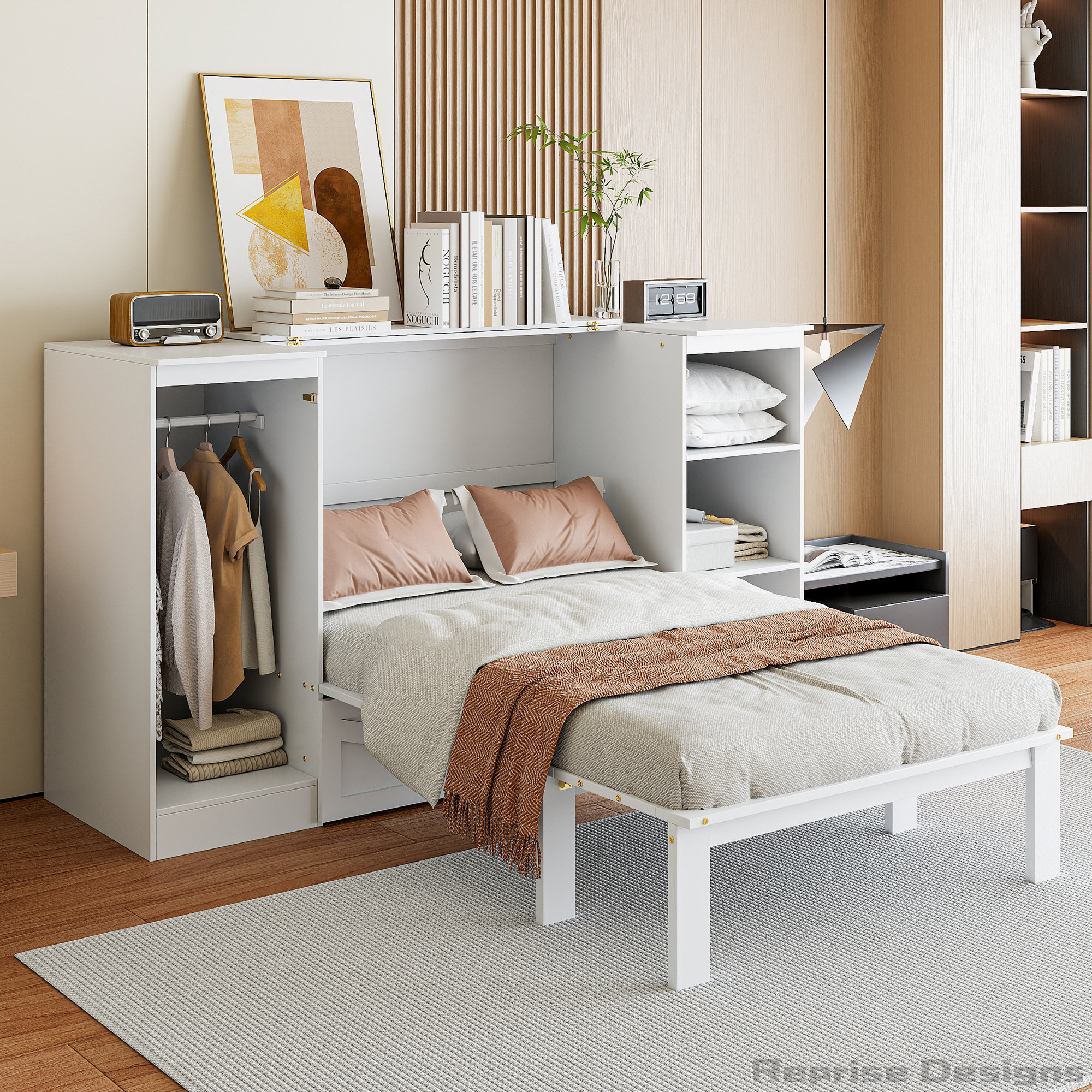 Reprise Designs Murphy Bed with Bedside Shelves and Wardrobe | Wayfair