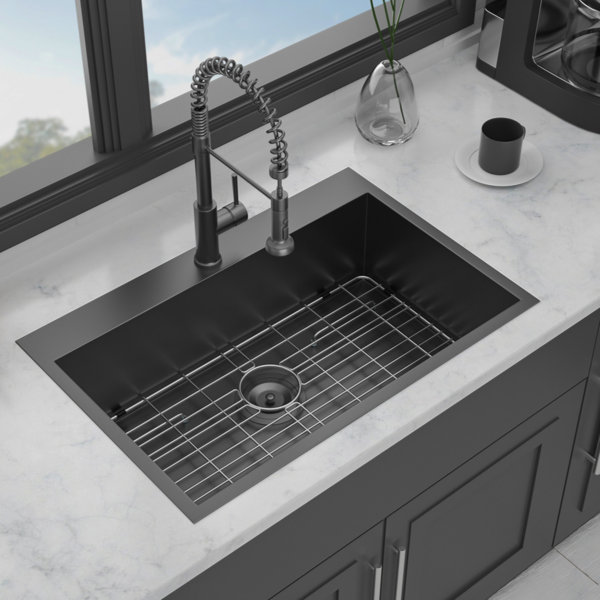 Home Decor 30 Drop In Kitchen Sink - Topmount Gunmetal Black Stainless ...
