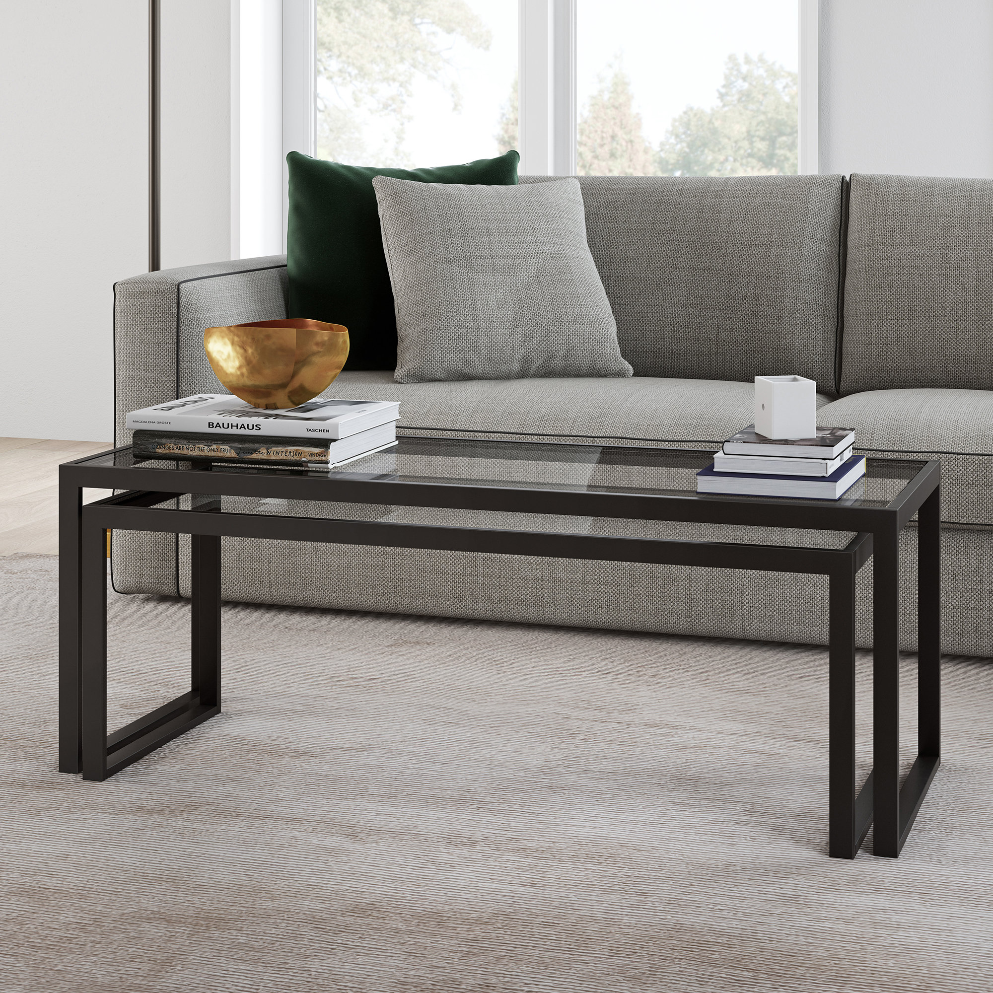 Wrought Studio Ogrady Glass Top Nesting Coffee Table Reviews Wayfair