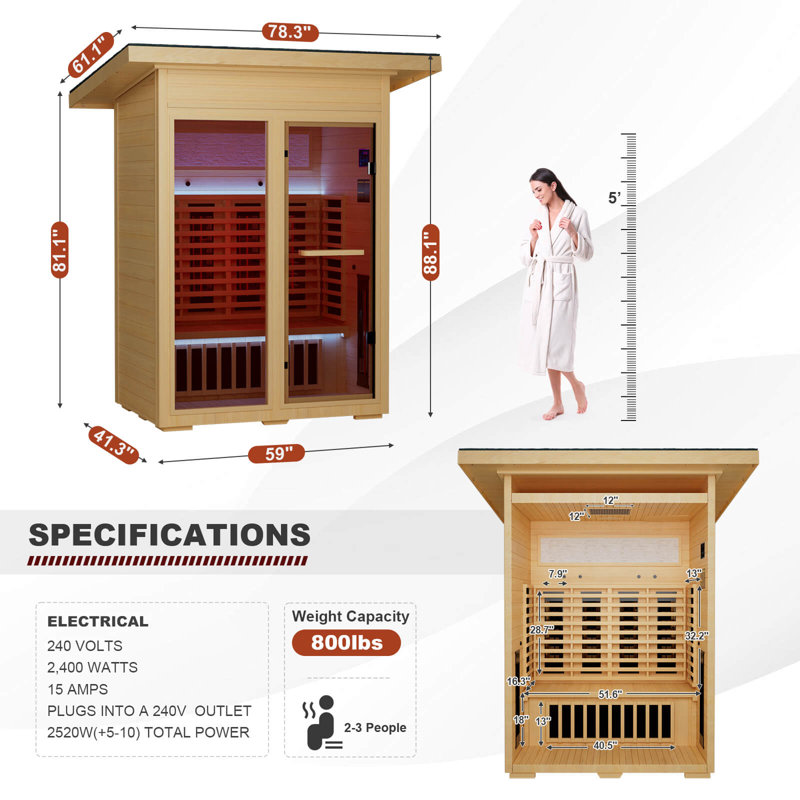 MEISSALIVVE Infrared Sauna, Full-spectrum Infrared Outdoor Saunas For ...
