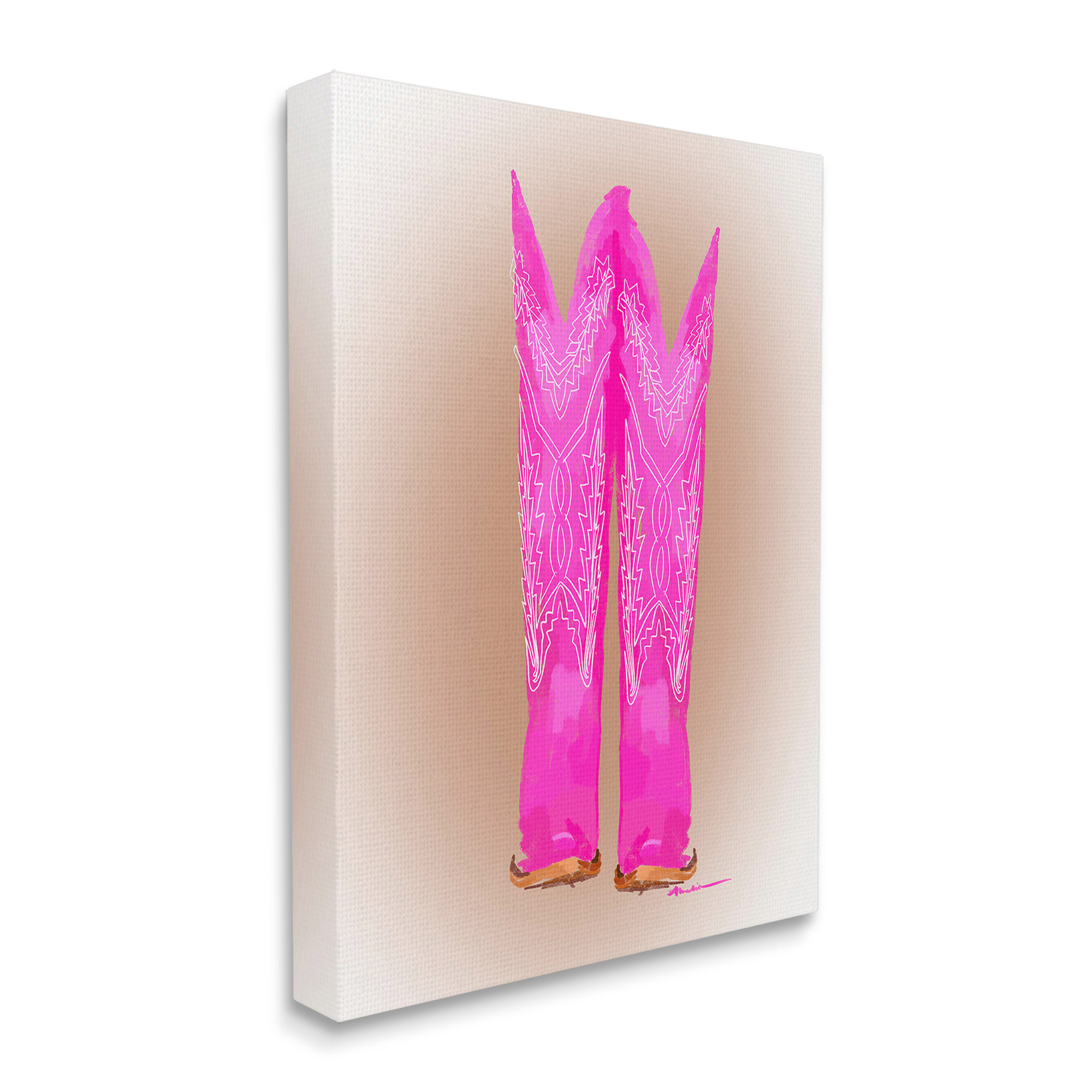 Union Rustic Vivid Pink Cowgirl Boots Canvas Wall Art Design By Amelia ...