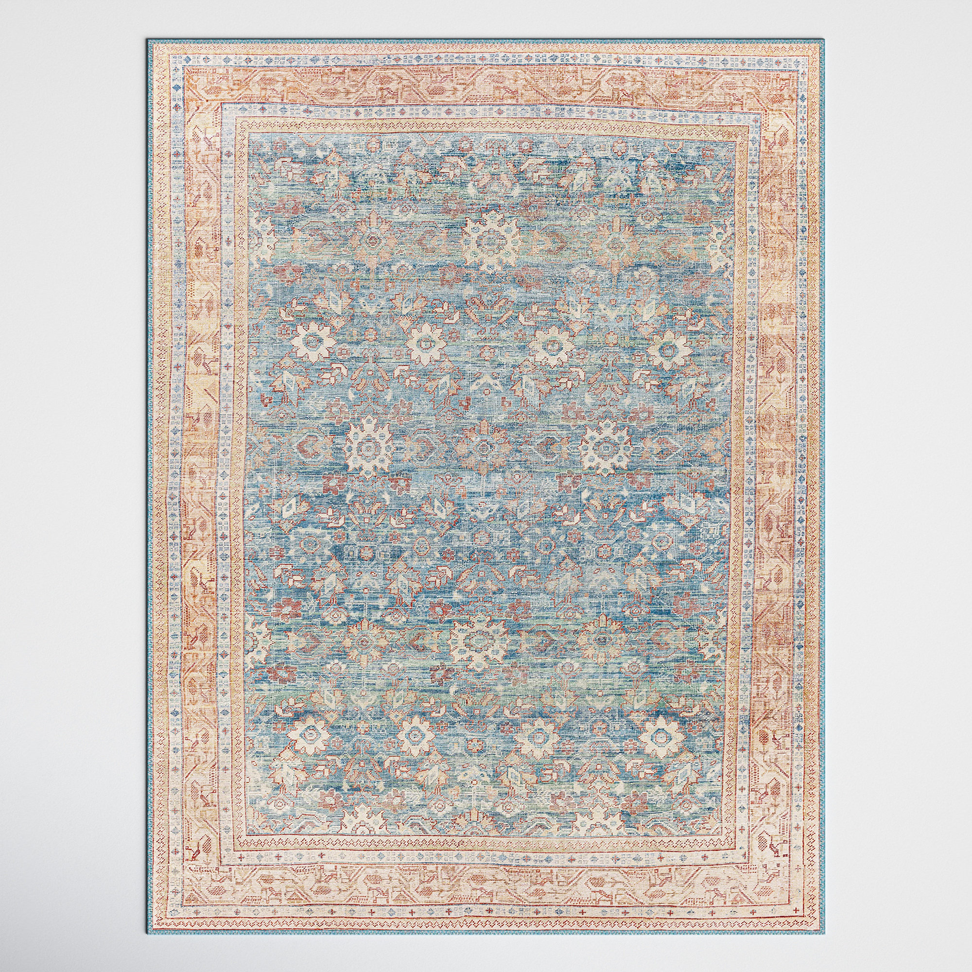 Joss & Main Emi Oriental Dark Blue/Brick Red/Cream Area Rug & Reviews ...