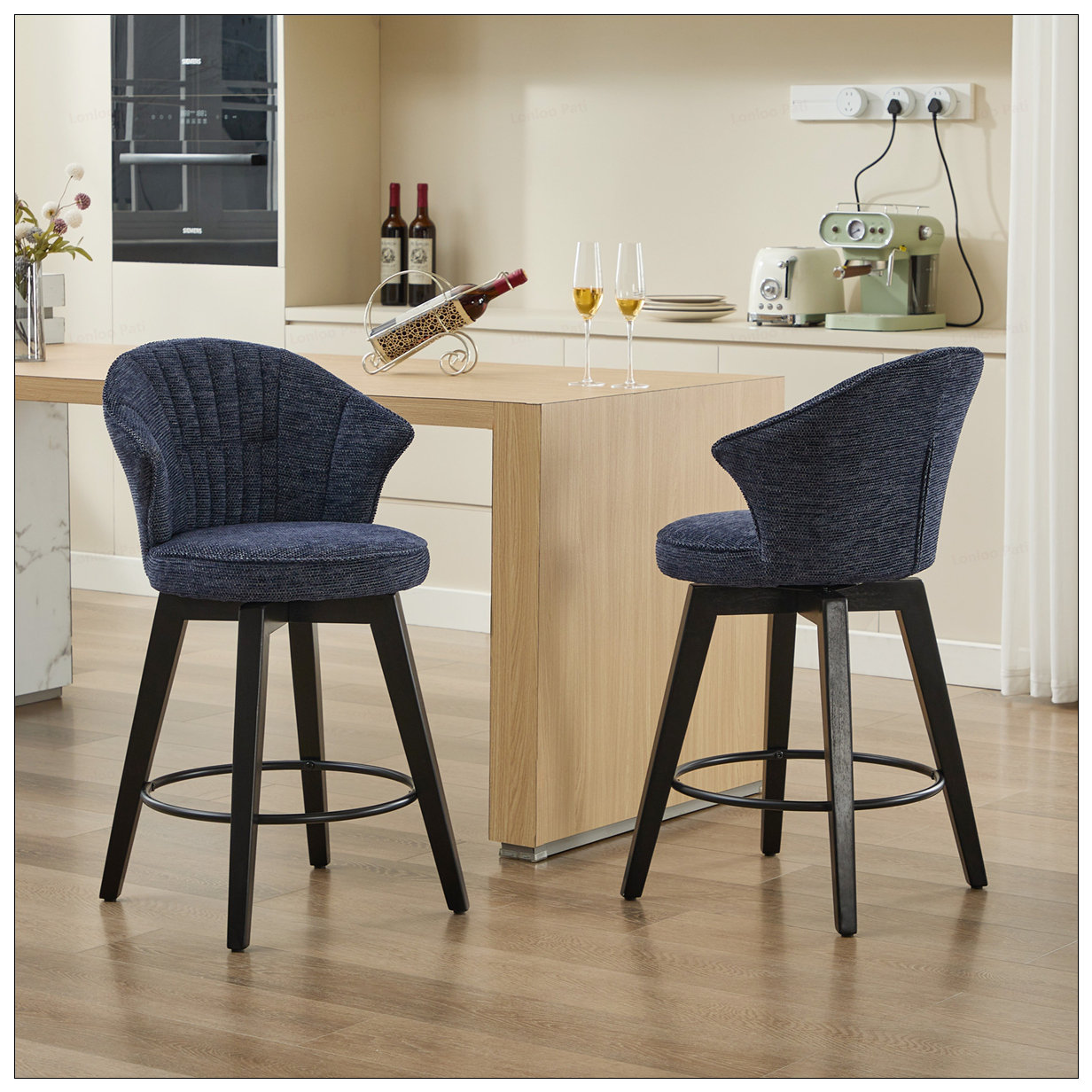 Latitude Run® 2PCS Chenille 25"Wing Back Swivel Bar Stools | Wayfair
