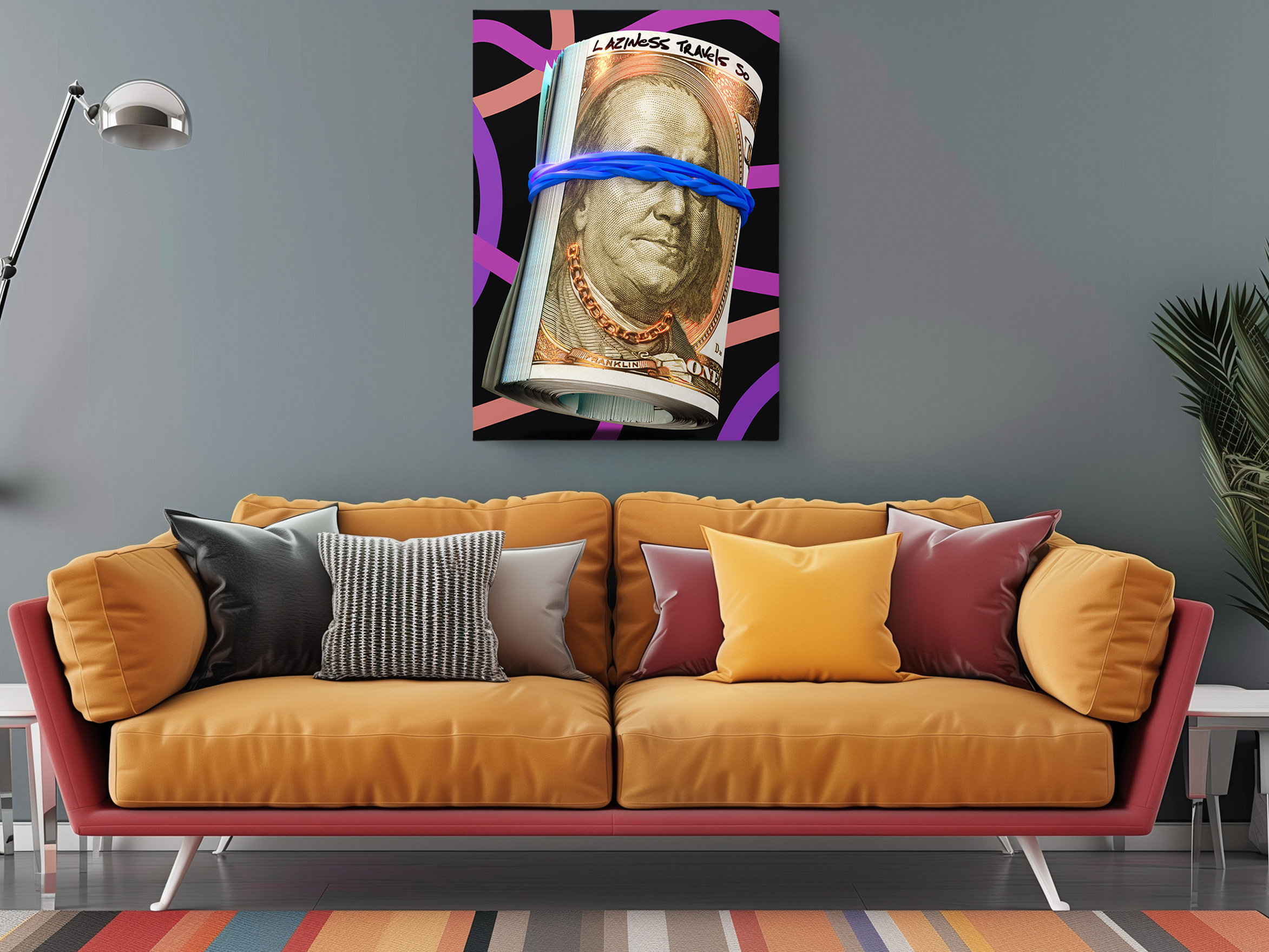 Winston Porter Stack of Money Dollar Bills Canvas Art Print | Wayfair