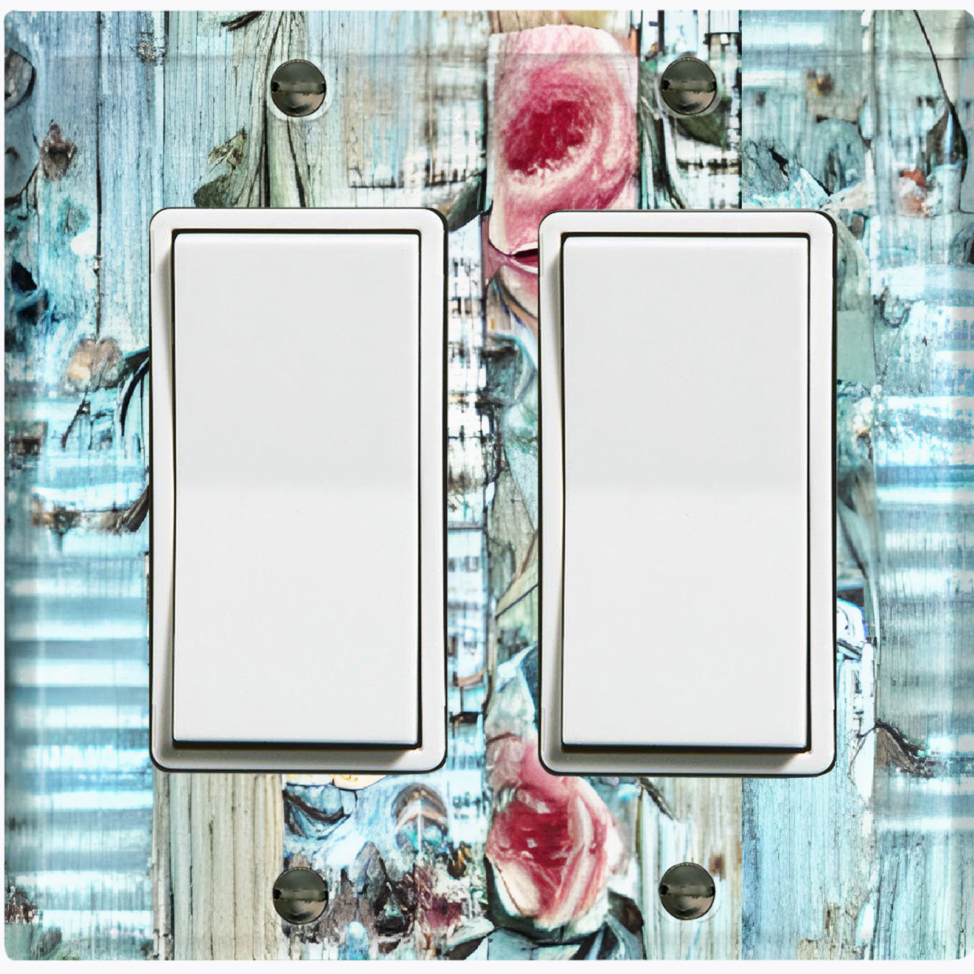 WorldAcc Metal Light Switch Plate Outlet Cover (Rose Flower Blue Wood ...