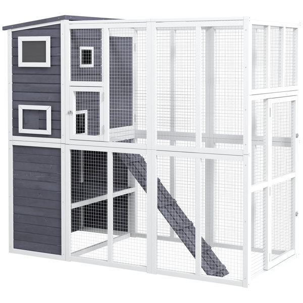 Tucker Murphy Pet™ Outdoor Catio, Cat House Wooden Feral Cat Shelter ...