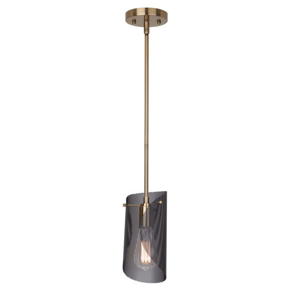 Wrought Studio™ Echol 1 - Light Black/Gold Cylinder Pendant | Wayfair