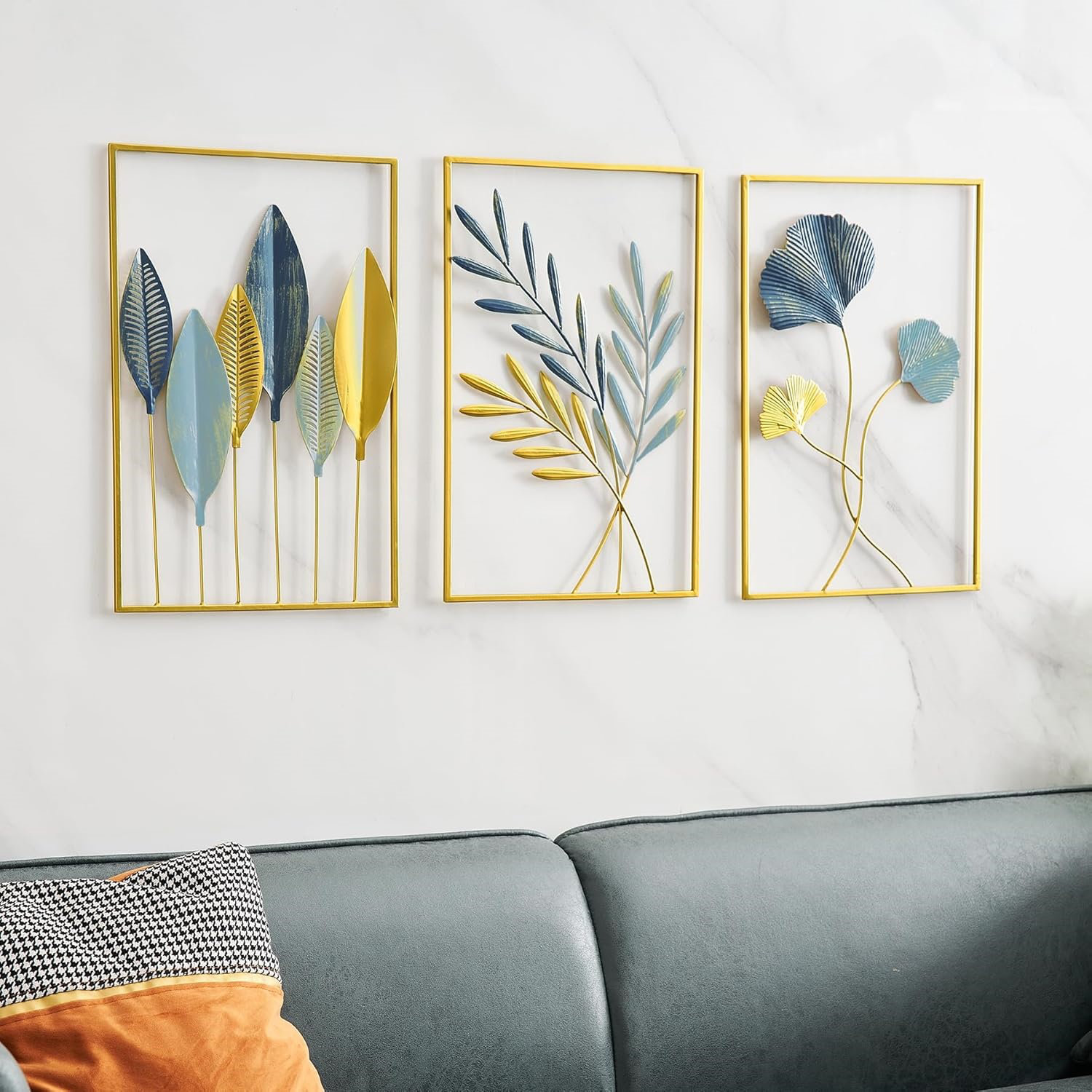 Lark Manor™ Gold Leaf Wall Decor Modern Wall Art Home Decor,Set Of 3 ...