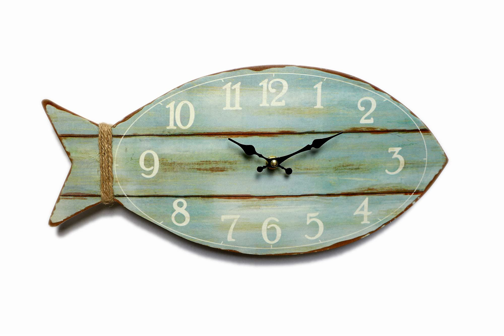 Dovecove Fish Beach Wall Clock Silent Non-Ticking Wooden Wall Clocks ...