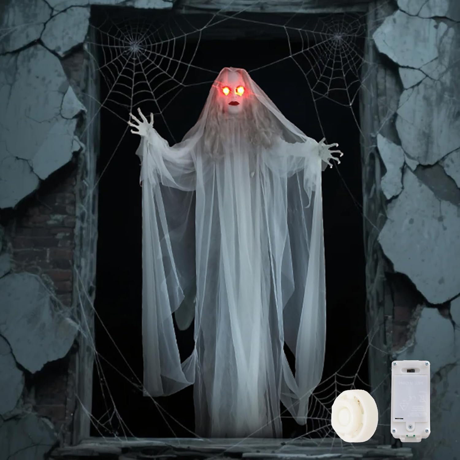 The Holiday Aisle® Halloween Hanging Ghosts 6Ft With LED Light Light ...