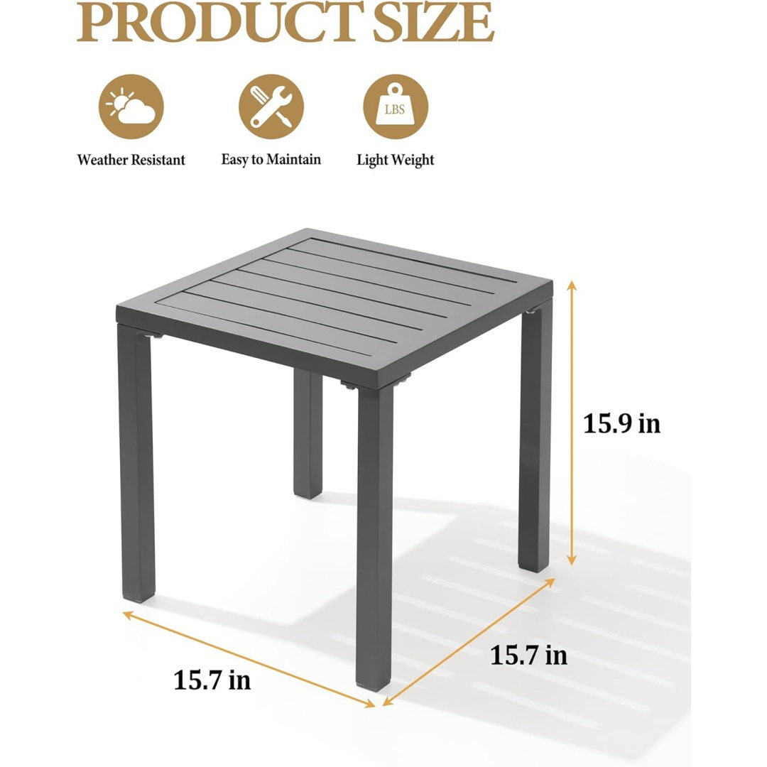 Latitude Run® Aluminum Outdoor Side Table, Pool Lounge Chair Side Table ...