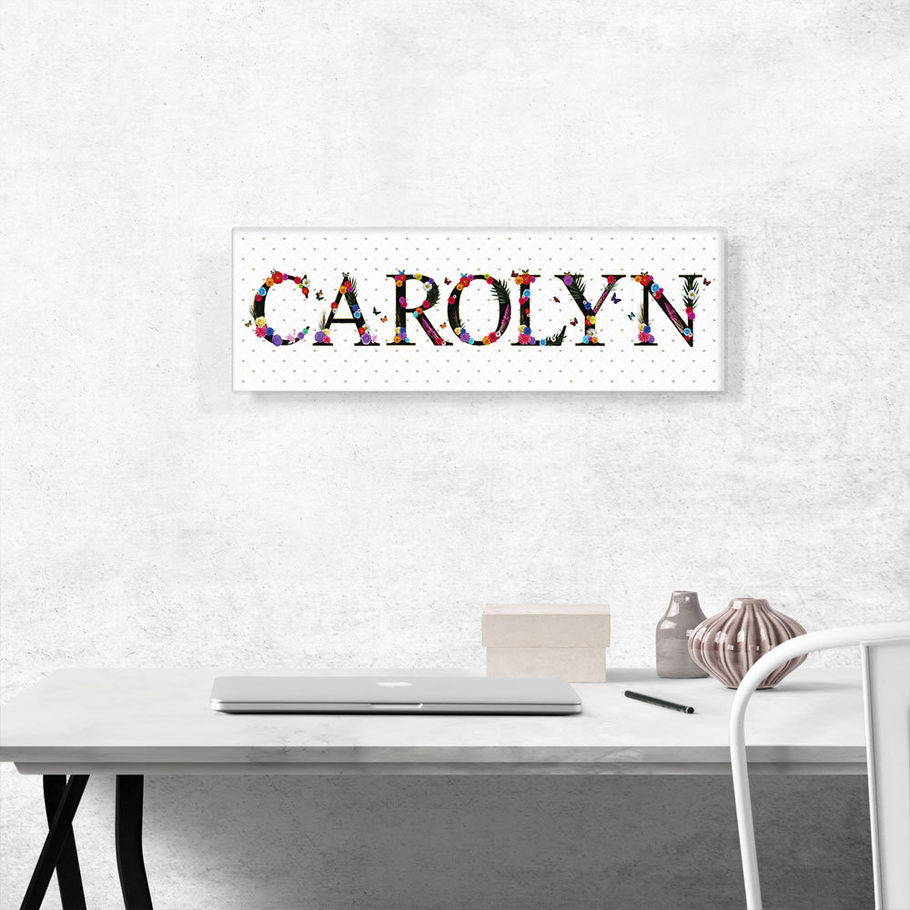 ARTCANVAS CAROLYN Girls Name - Wrapped Canvas Panoramic Textual Art ...