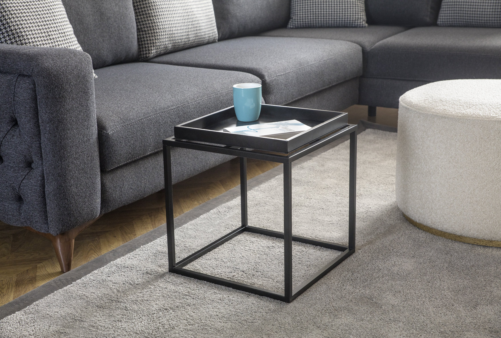 Ebern Designs Pompeu 16'' Tall Steel Frame Side Table with Removable ...