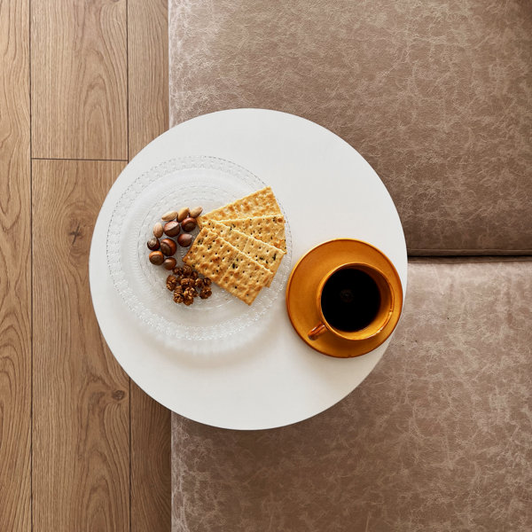 George Oliver Jermichael C-Shaped Round End Table with Rolling Wheels ...