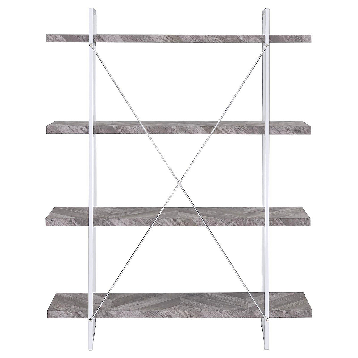 Hokku Designs Rustic Grey Herringbone Bookcase With Full-Length Shelf ...