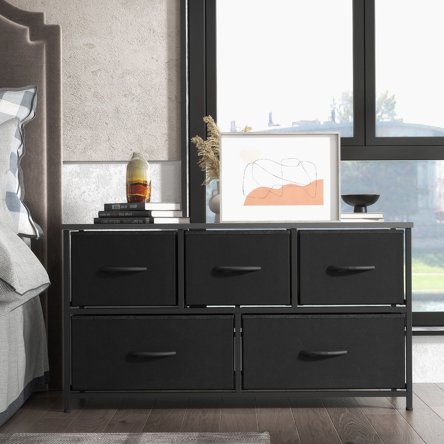 17 Stories Dresser for bed frameroom Storage Drawers Fabric Storage ...