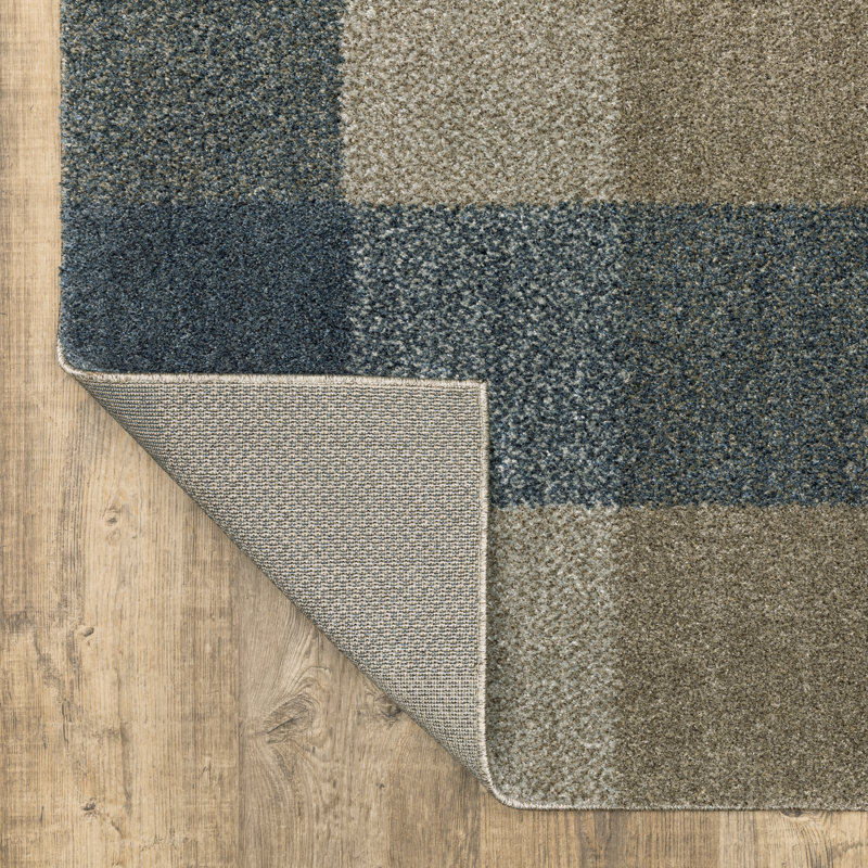 Wade Logan® Amanvir Performance Teal Blue/Grey/Tan Rug & Reviews | Wayfair