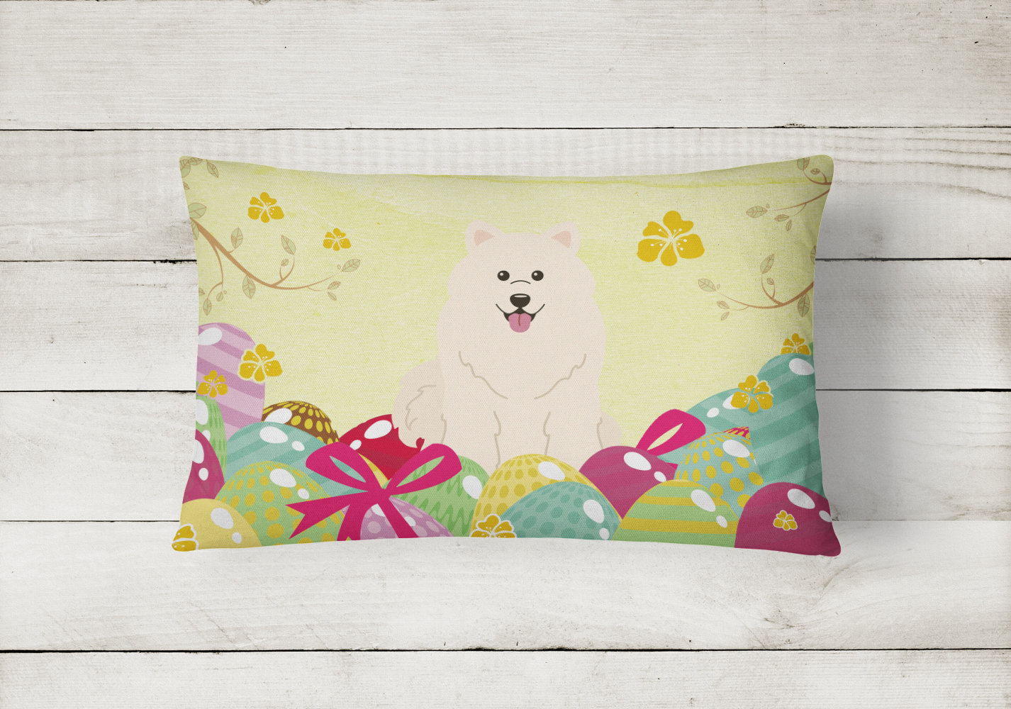 Caroline's Treasures Easter Eggs Samoyed Lumbar Pillow | Wayfair