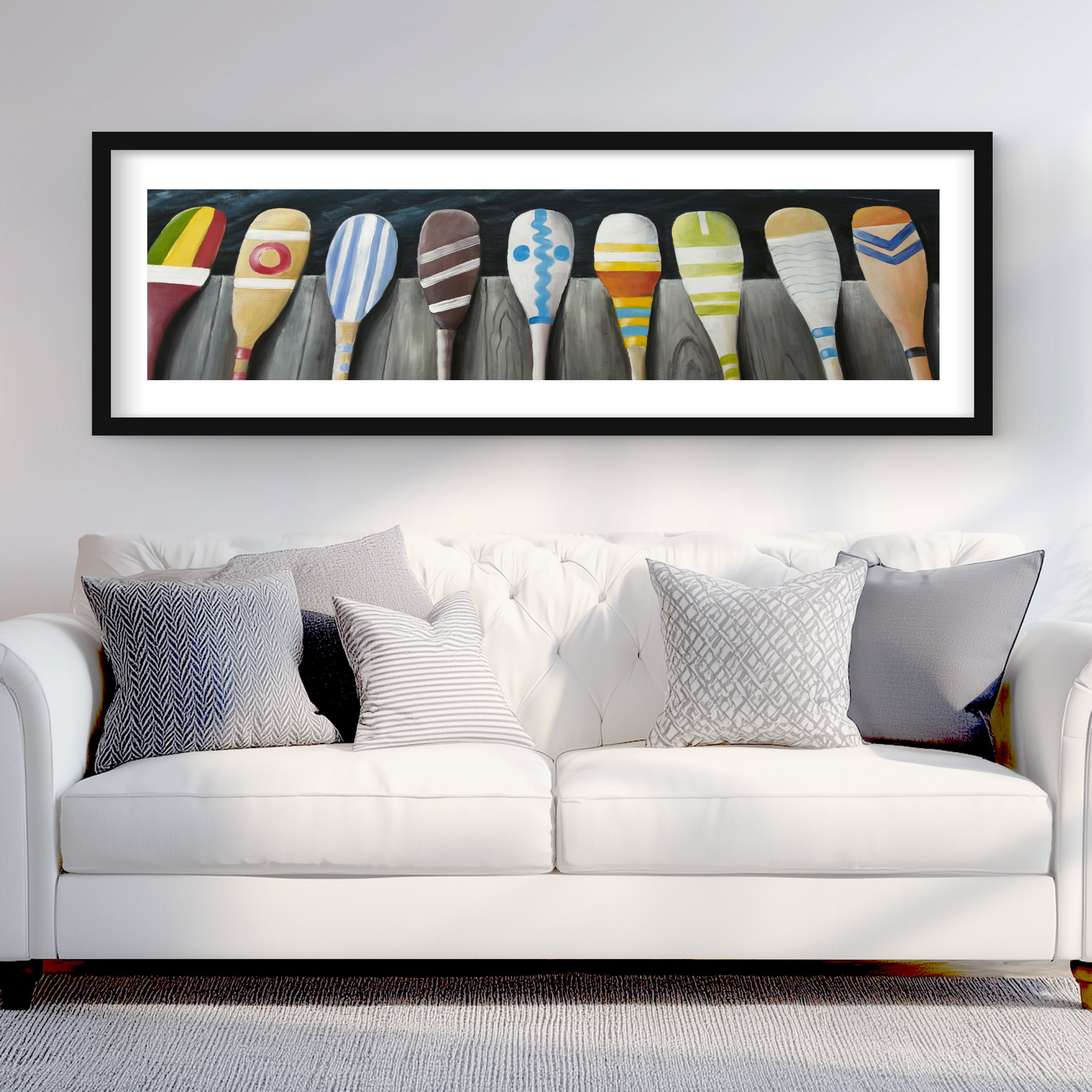 Lark Manor™ Colorful Paddles on the Dock | Man Cave Hygge Print Decor ...