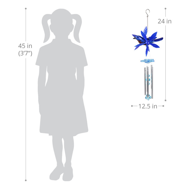 Exhart Metallic Blue Bird Whirligigs Spinning Windchime, 12 by 24 ...