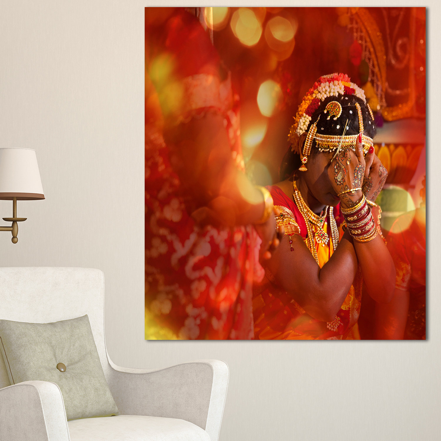 Design Art 'Bride in Typical Hindu Wedding' Graphic Art on Wrapped ...
