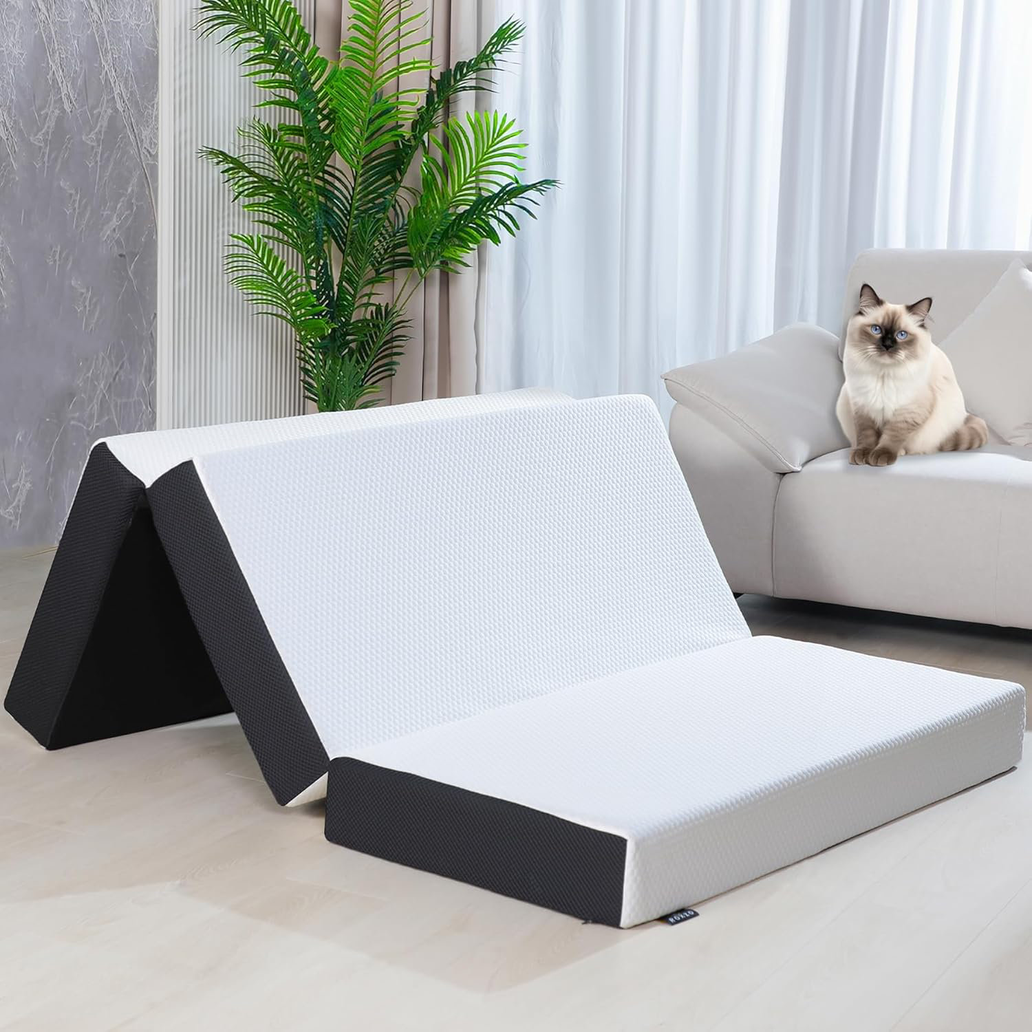 Ebern Designs Mattress Topper, 6 Inch Memory Foam, Tri-Fold, Ventilated ...