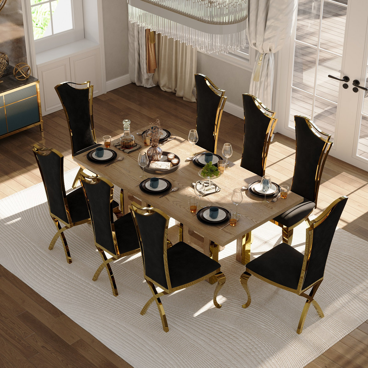 Rosdorf Park Gorgeous King Chairs Throne Black Velvet Dining Room Chair ...